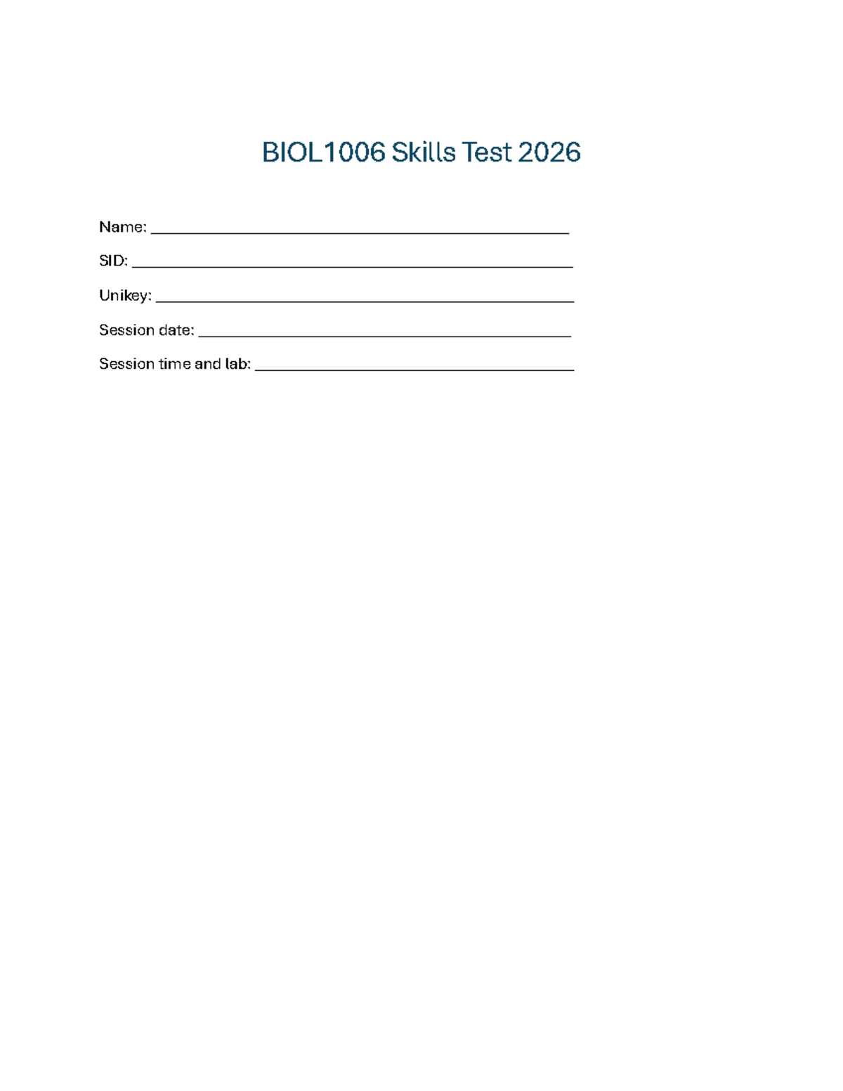BIOL1006 Skills Test Guidelines and Instructions 2026 - Studocu