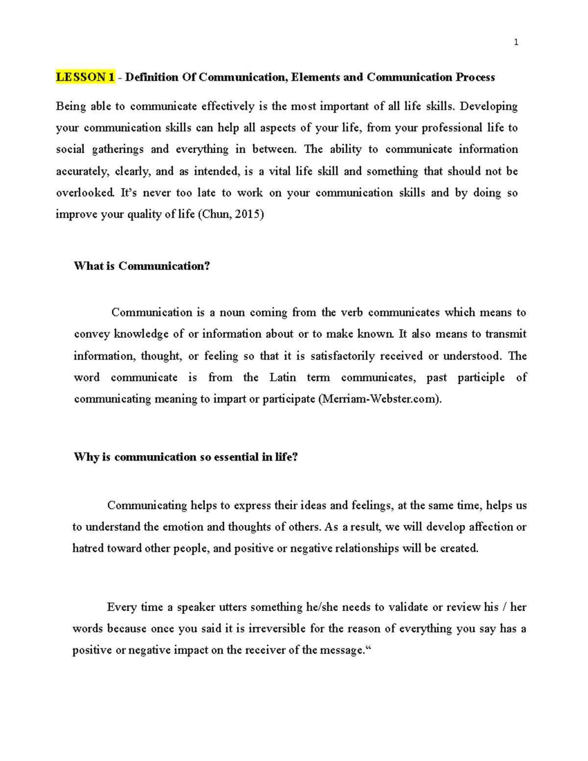 Purposive Communication Reviewer - PURPOSIVE COMMUNICATION Lesson 1 ...