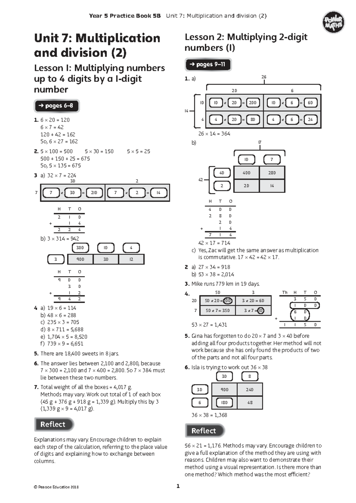 Year 5 Practice Book 5B: Multiplication & Division Answers - Studocu