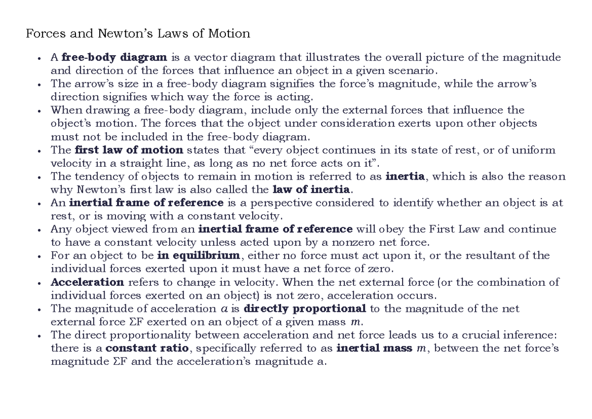 Pointers Unit 6 7 - NOTES FOR EXAM - Forces and Newton’s Laws of Motion ...