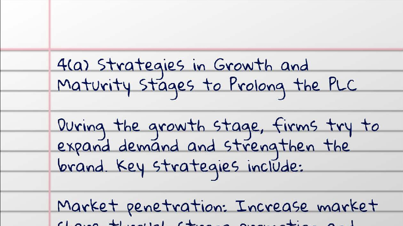 4(a) Strategies for Prolonging PLC in Growth & Maturity Stages - Studocu