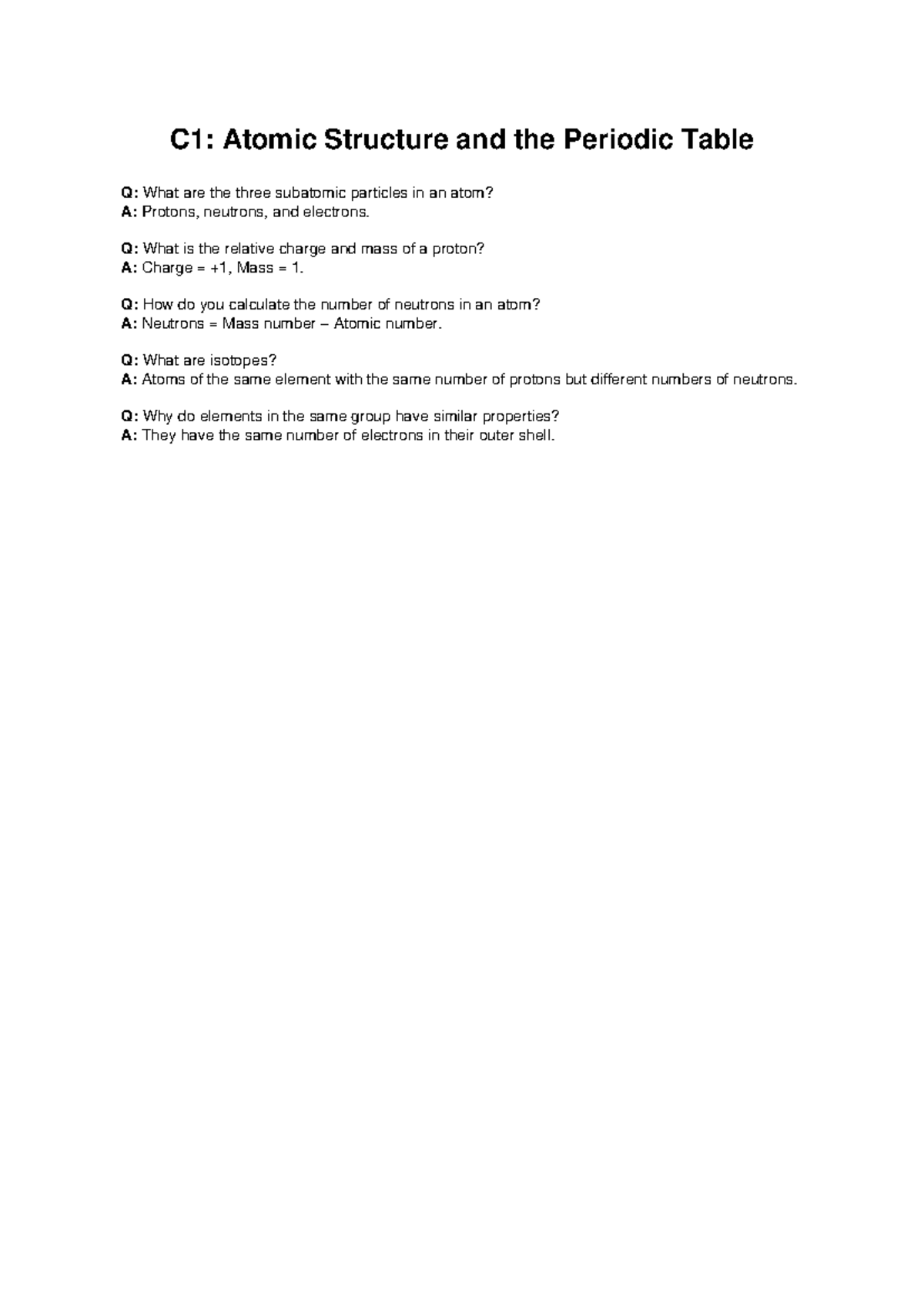 AQA Combined Science Flashcards: Atomic Structure & Bonding Concepts ...