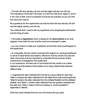 Lab Kinetic Energy - What is the purpose of the lab, the importance of ...