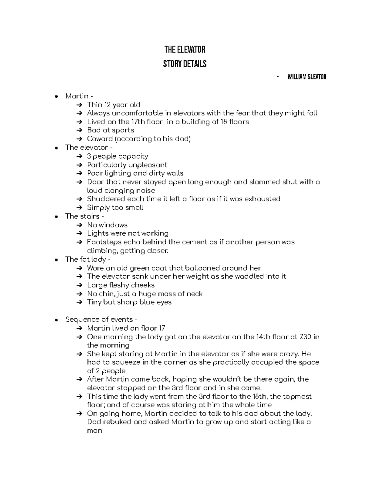 ENG 101: The Elevator Story Analysis - Martin's Fear and Encounter ...