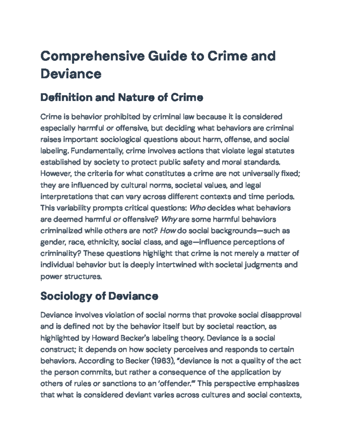 Comprehensive Guide to Crime: Patterns, Theories, and Issues (CRIM 101 ...