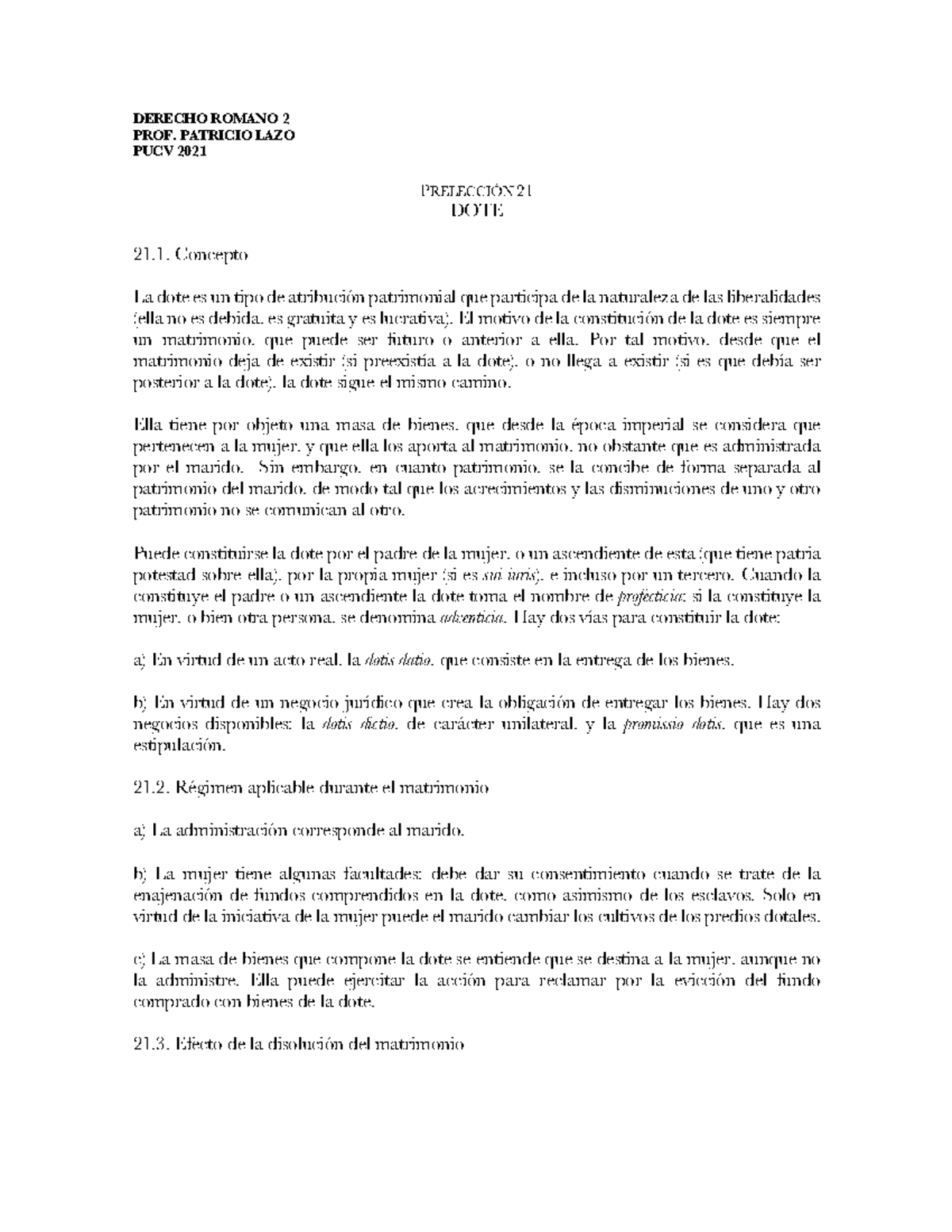 DERECHO ROMANO 2 - PRELECCIÓN 21: La Dote y su Régimen Matrimonial ...
