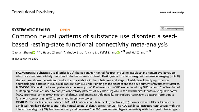 Common Neural Patterns in Substance Use Disorder: A Systematic Review ...
