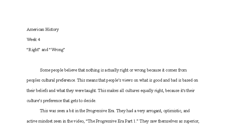 American History - Week 4 Essay on Cultural Perspectives - Studocu