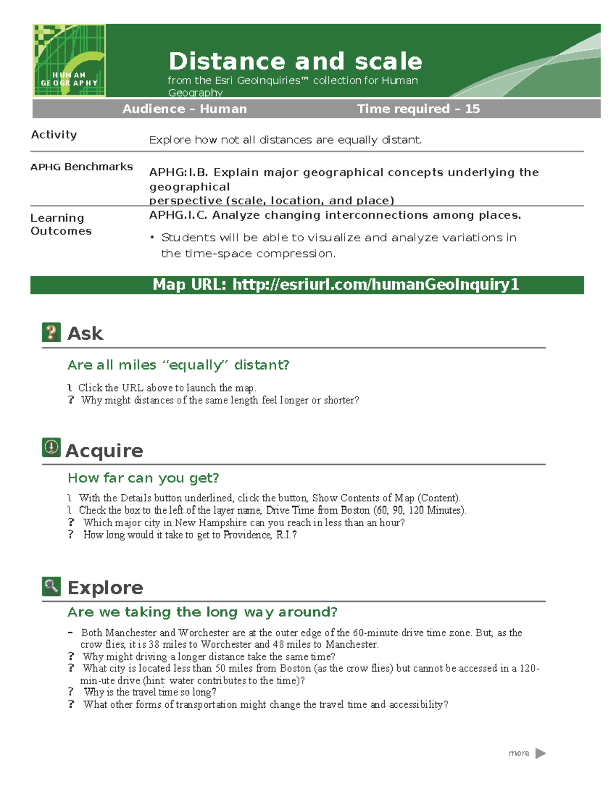 APHG 1 Scale Geo Inquiry Activity: Distance and Connectivity Analysis ...