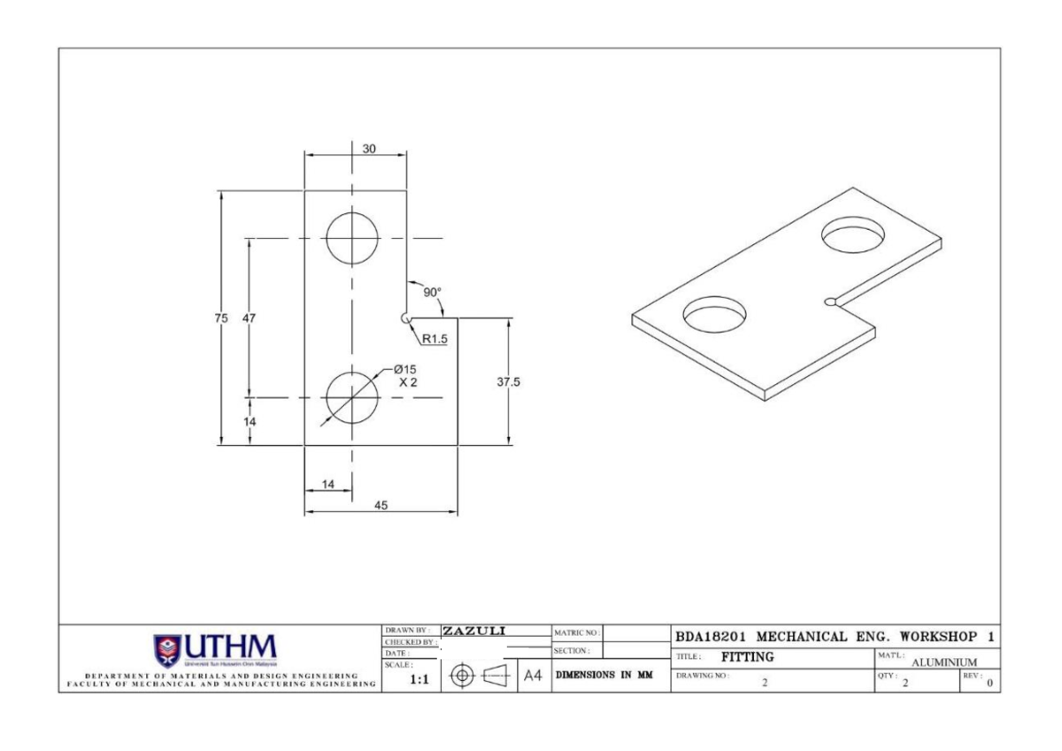 Lab Report on Fitting (BDA18201) - Mechanical Workshop 1 - Studocu