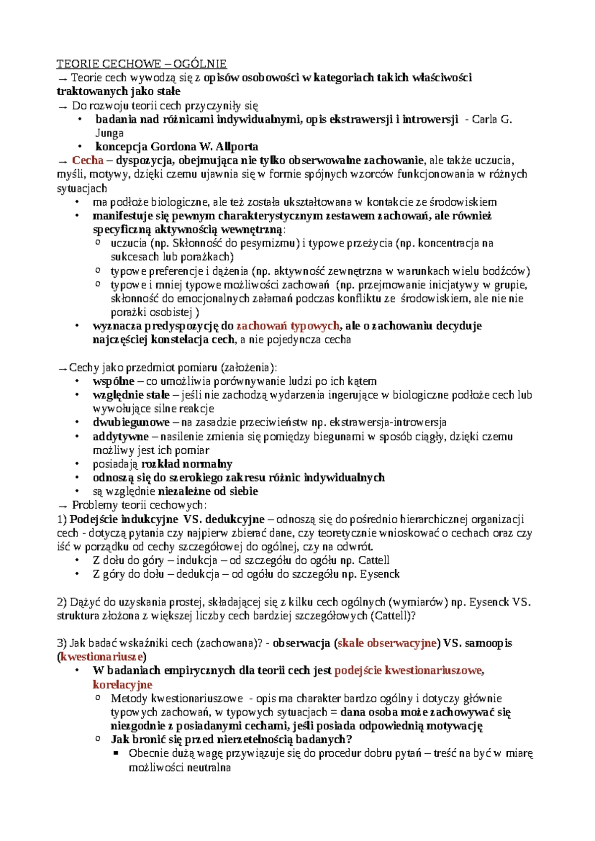 Teorie osobowości Allport - Teorie osobowości Gordon Allport i pojęcie cechy; „Pojęcie cechy ...