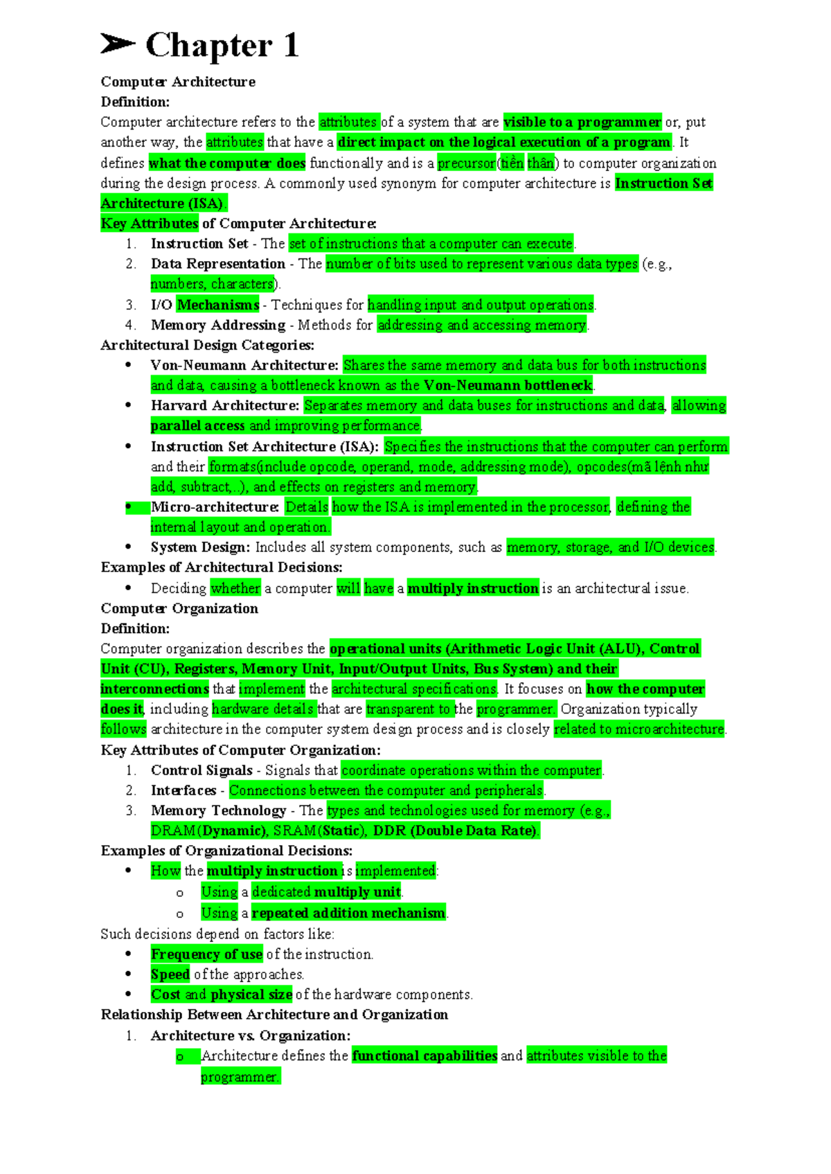 Kiến Trúc Máy Tính - Ôn Tập Kiến Thức (CSE 101) - Studocu