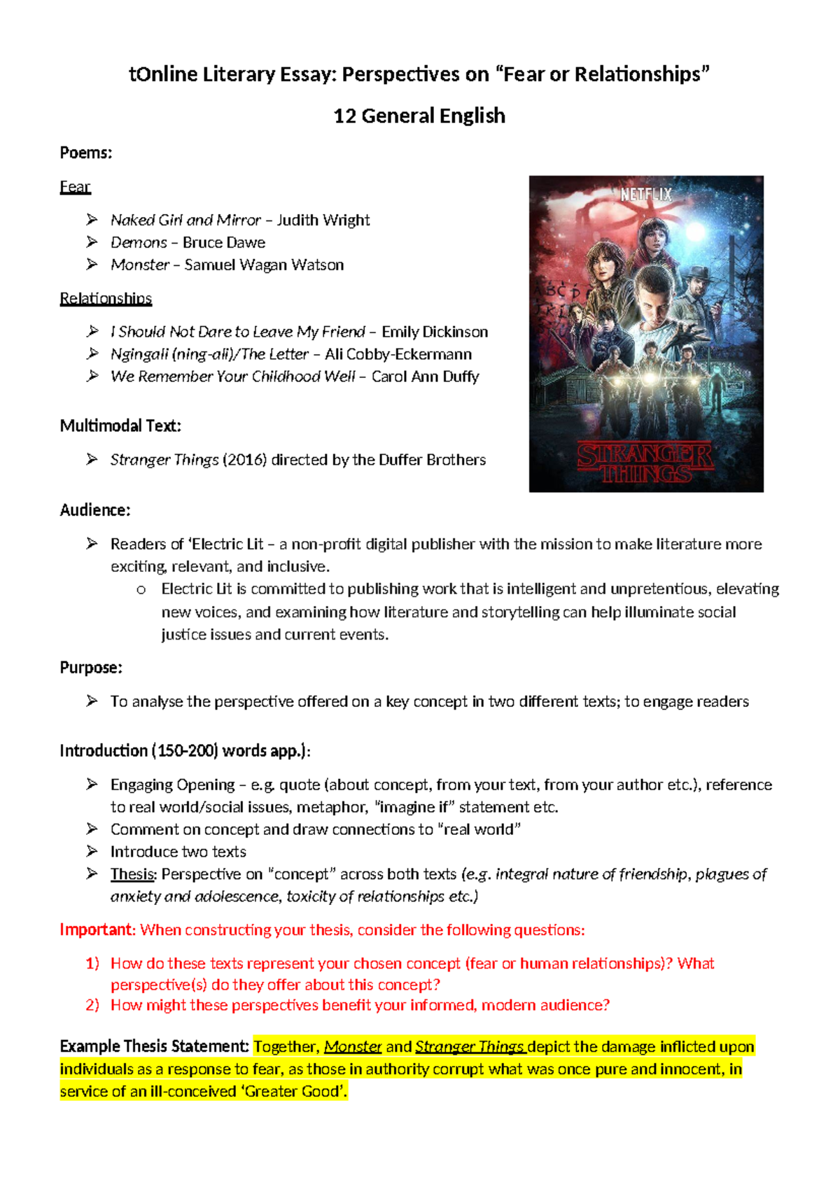 ENG12 IA1 Literary Essay Structure: Analyzing Perspectives in Poetry ...