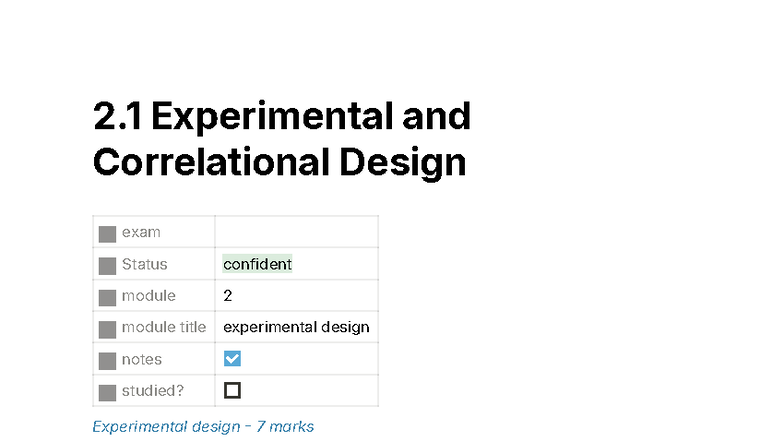 2.1 Experimental & Correlational Design Exam Notes - Studocu