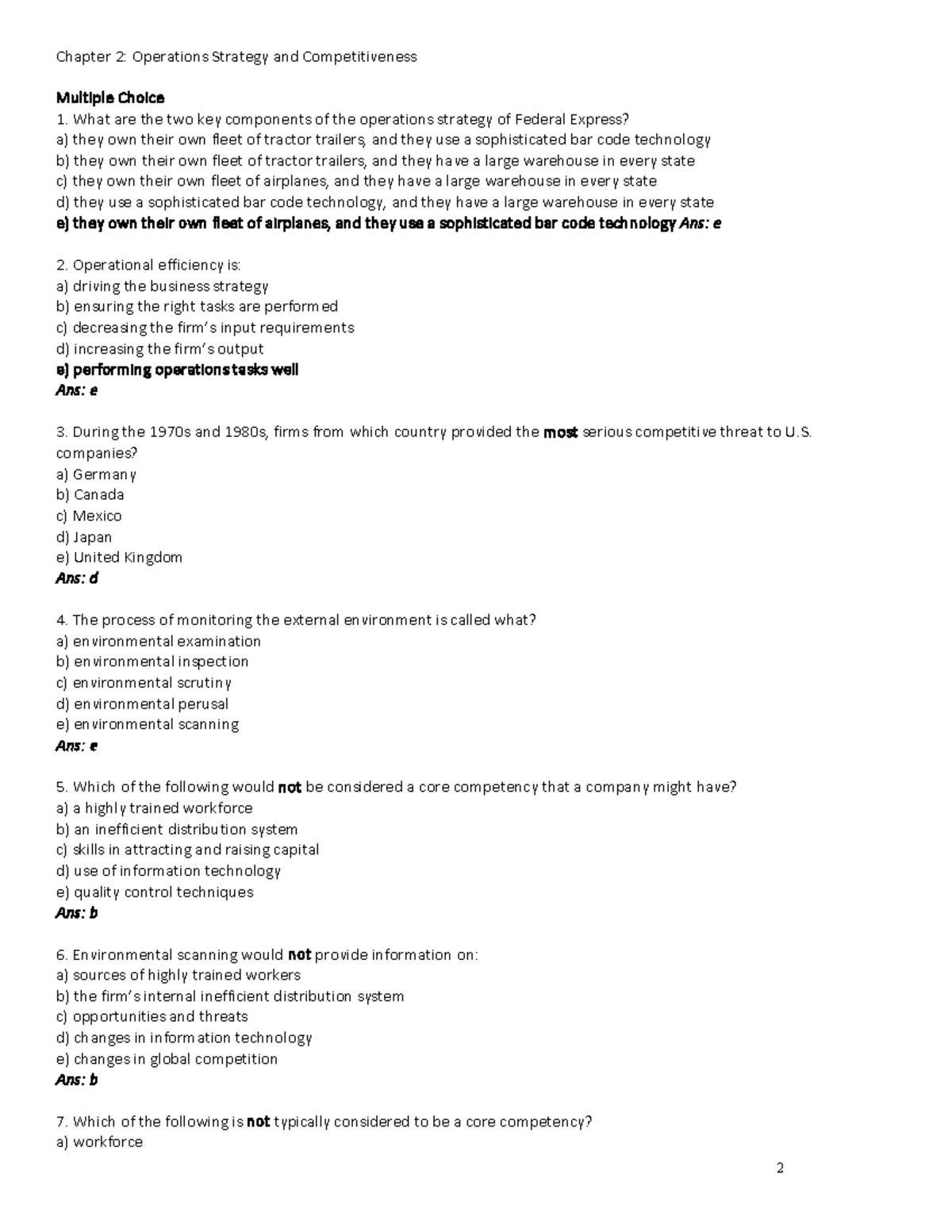 CH 1 Opmgmt - Practice questions - Chapter 1: Introduction to ...