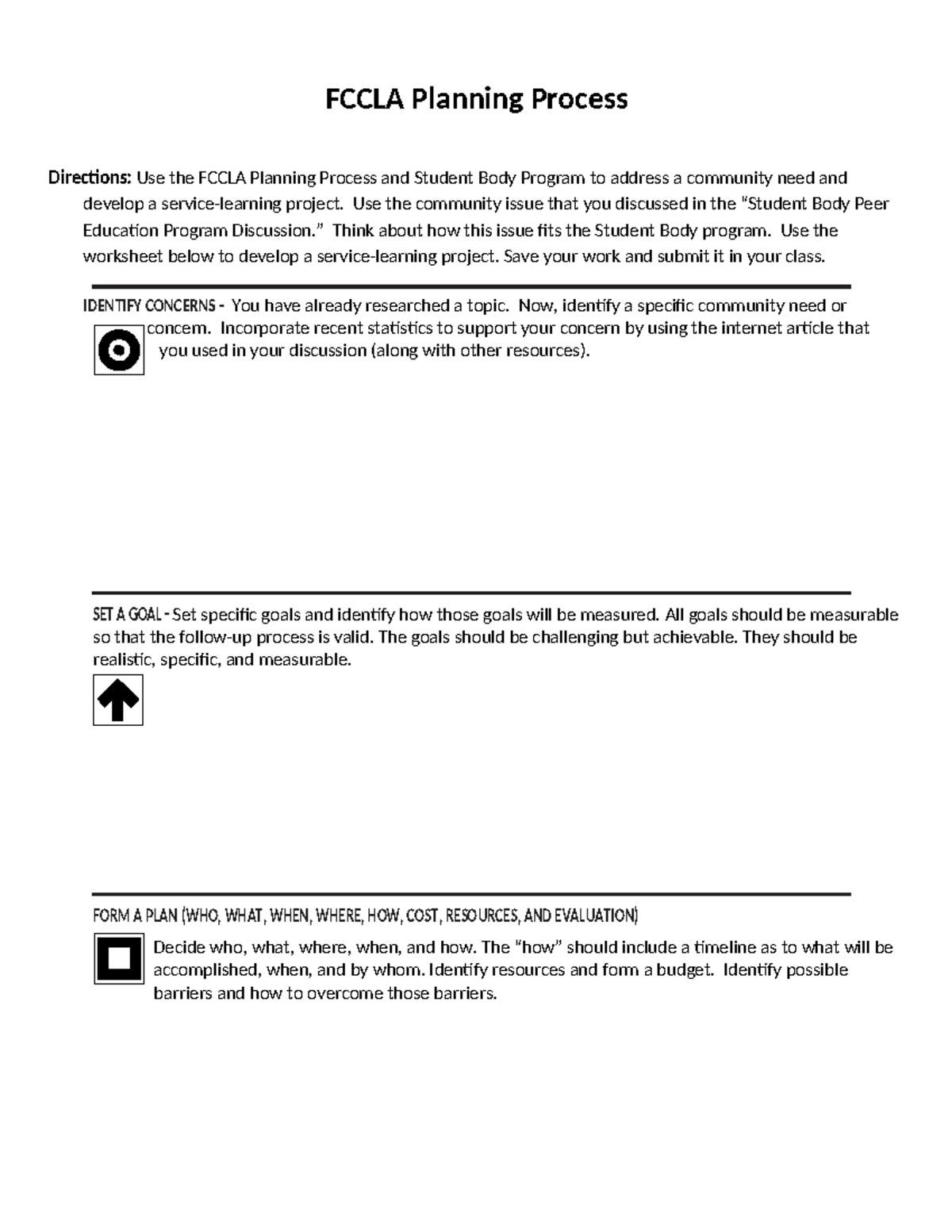 A1.04.2 FCCLA Community Project Planning Process Guide - Studocu
