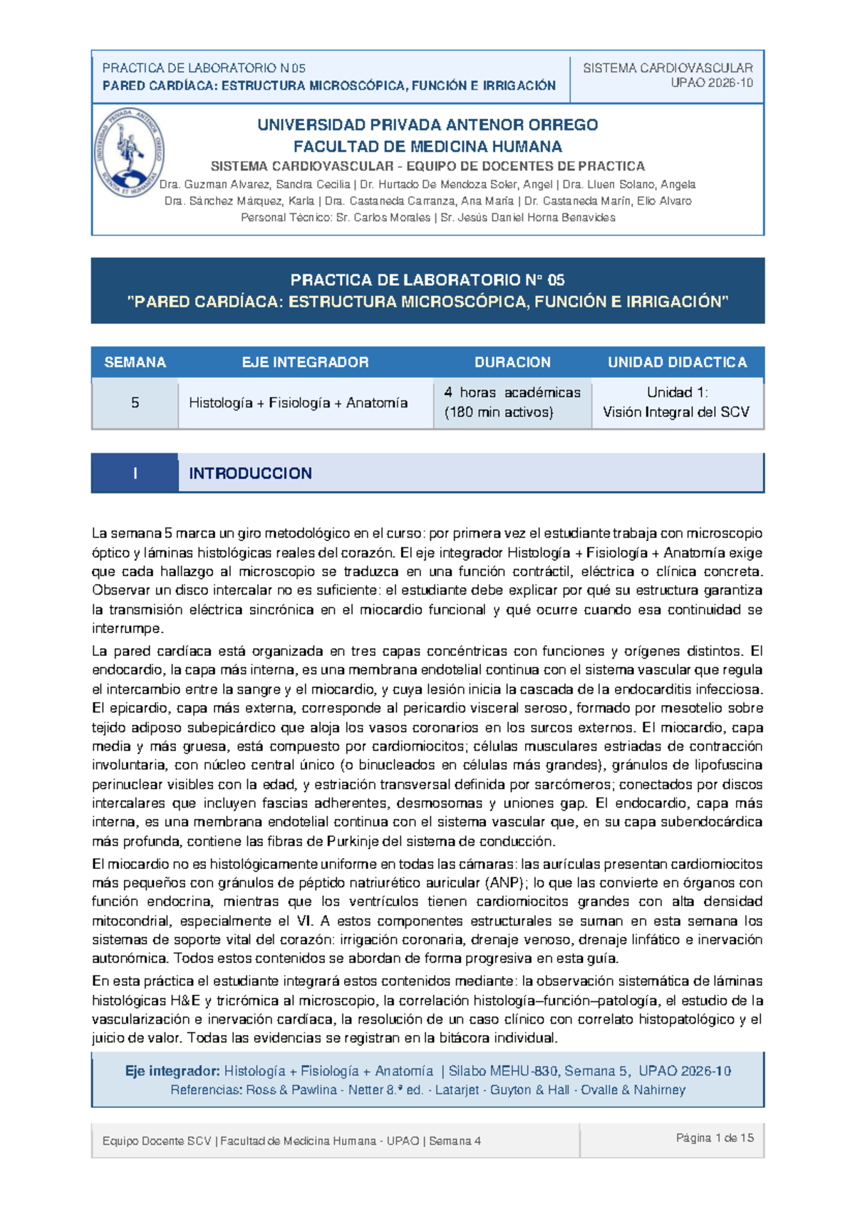 Práctica de Laboratorio N° 05: Pared Cardíaca y Sistema Cardiovascular ...
