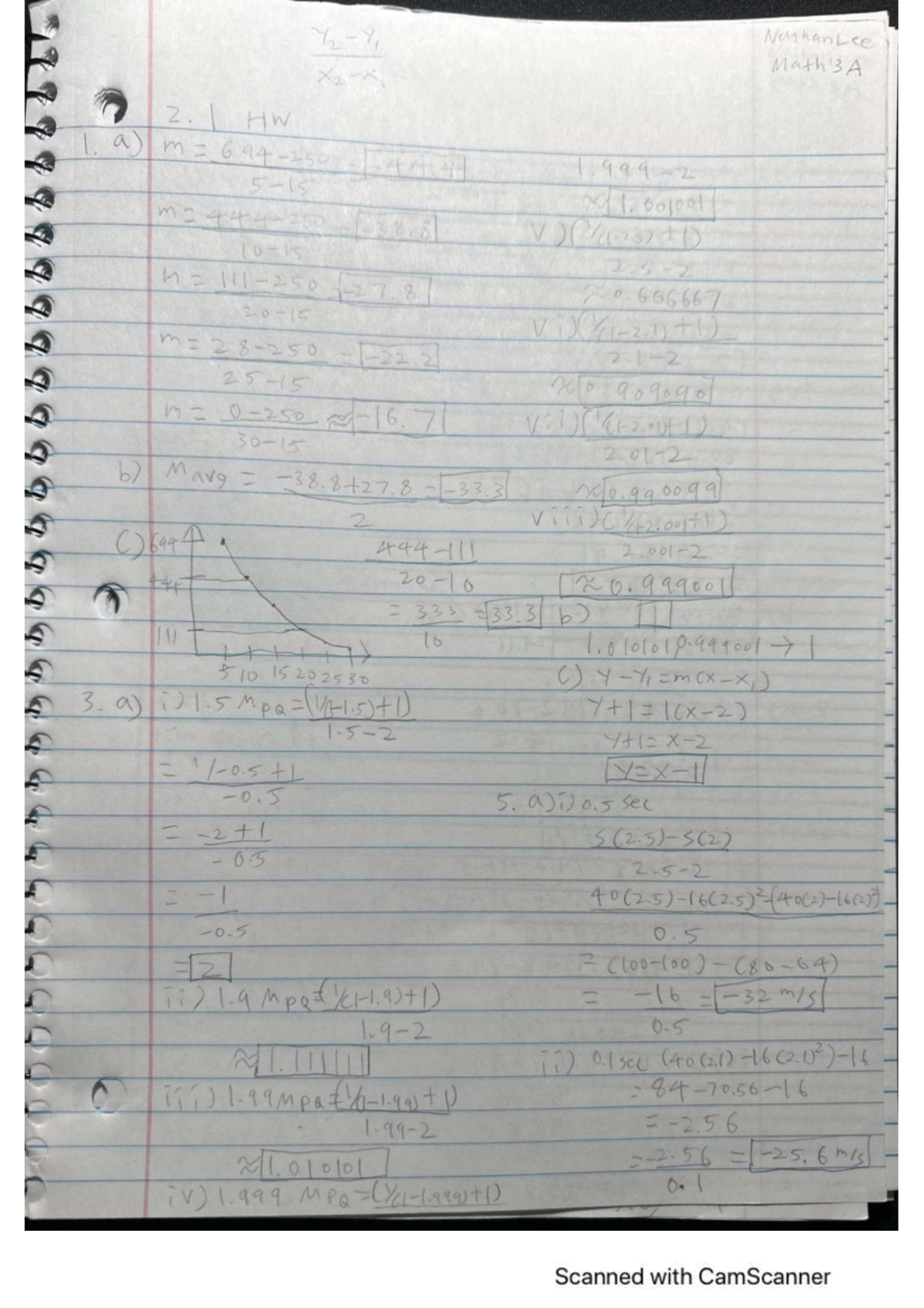 Math 3A HW 2.1 to 3.3 - Comprehensive Homework Solutions - Studocu
