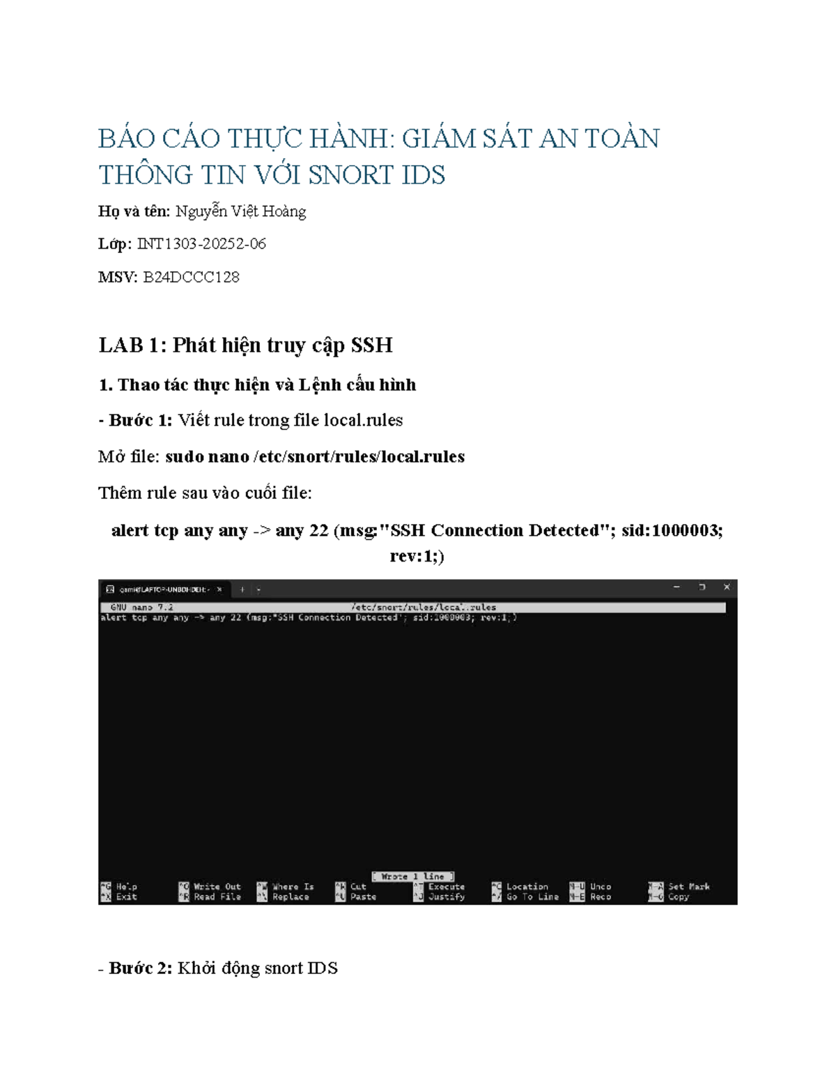 BÁO CÁO THỰC HÀNH CUỐI KÌ: GIÁM SÁT AN TOÀN THÔNG TIN với SNORT IDS ...