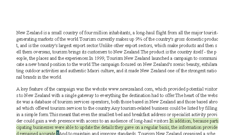 Tourism in New Zealand: Strategies and Innovations (Course Code: 123 ...