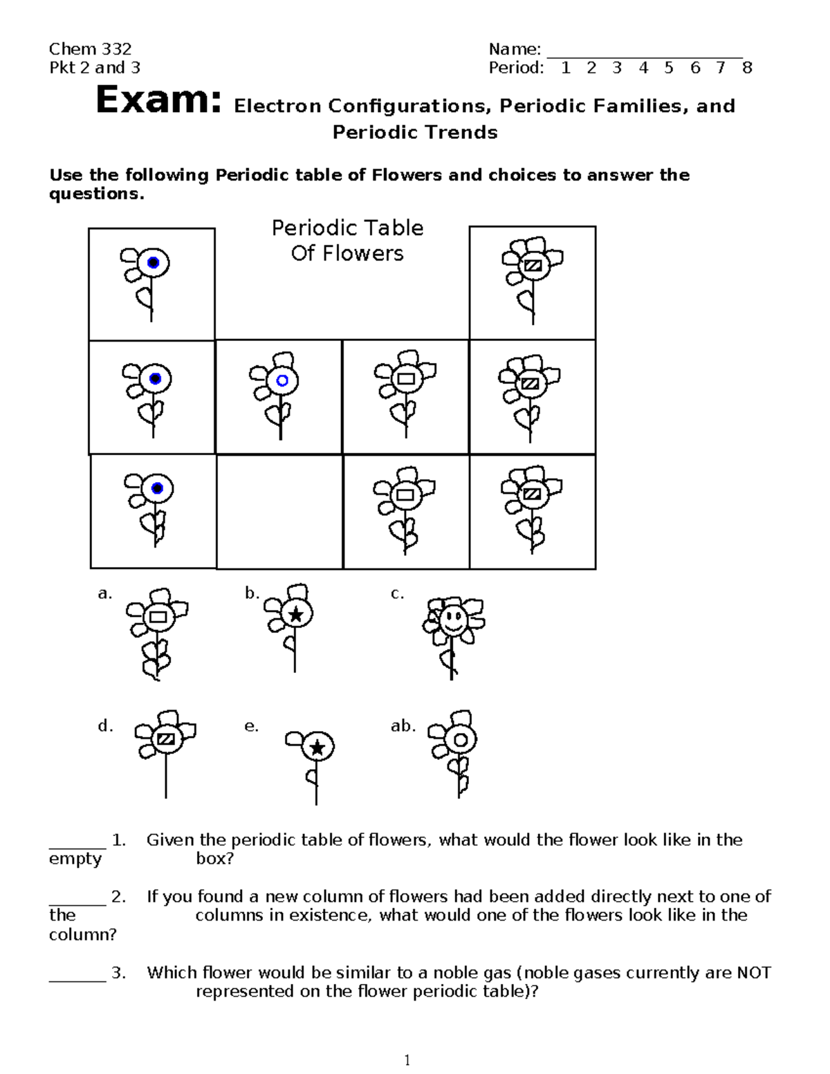 Chem 332 Final Exam: Electron Configurations & Periodic Trends - Studocu