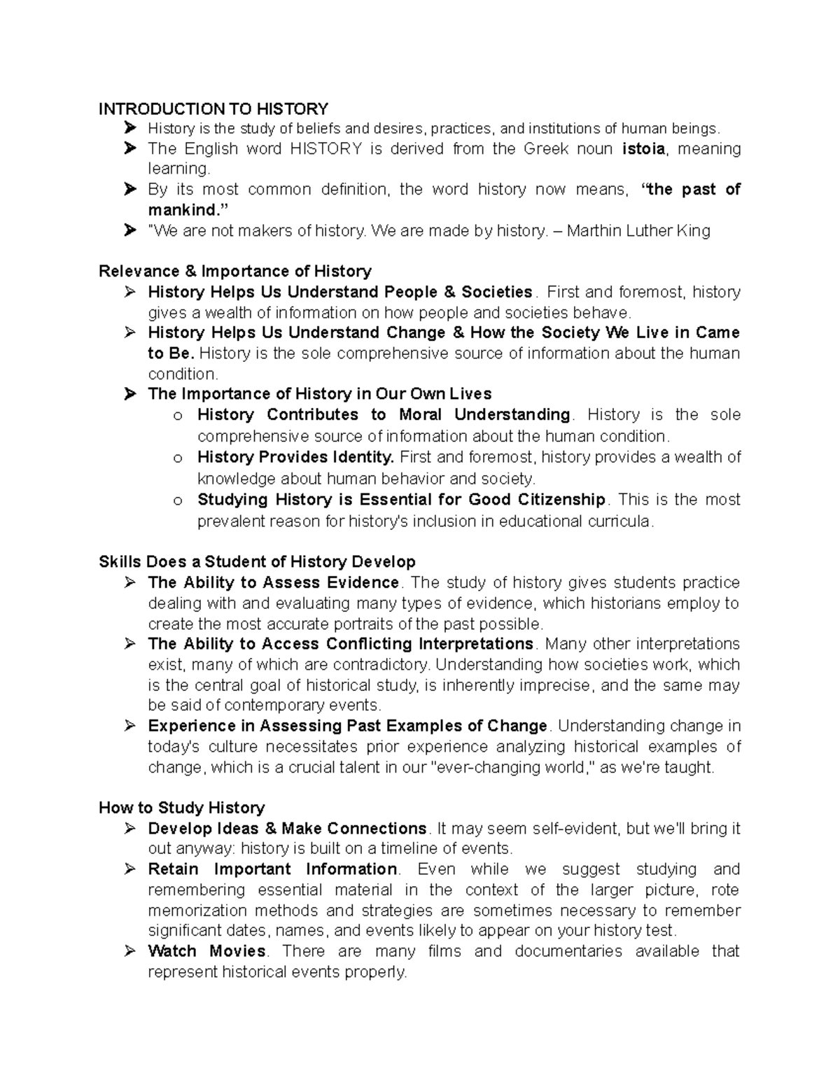 Chapter 1 Introduction TO History - INTRODUCTION TO HISTORY History is ...