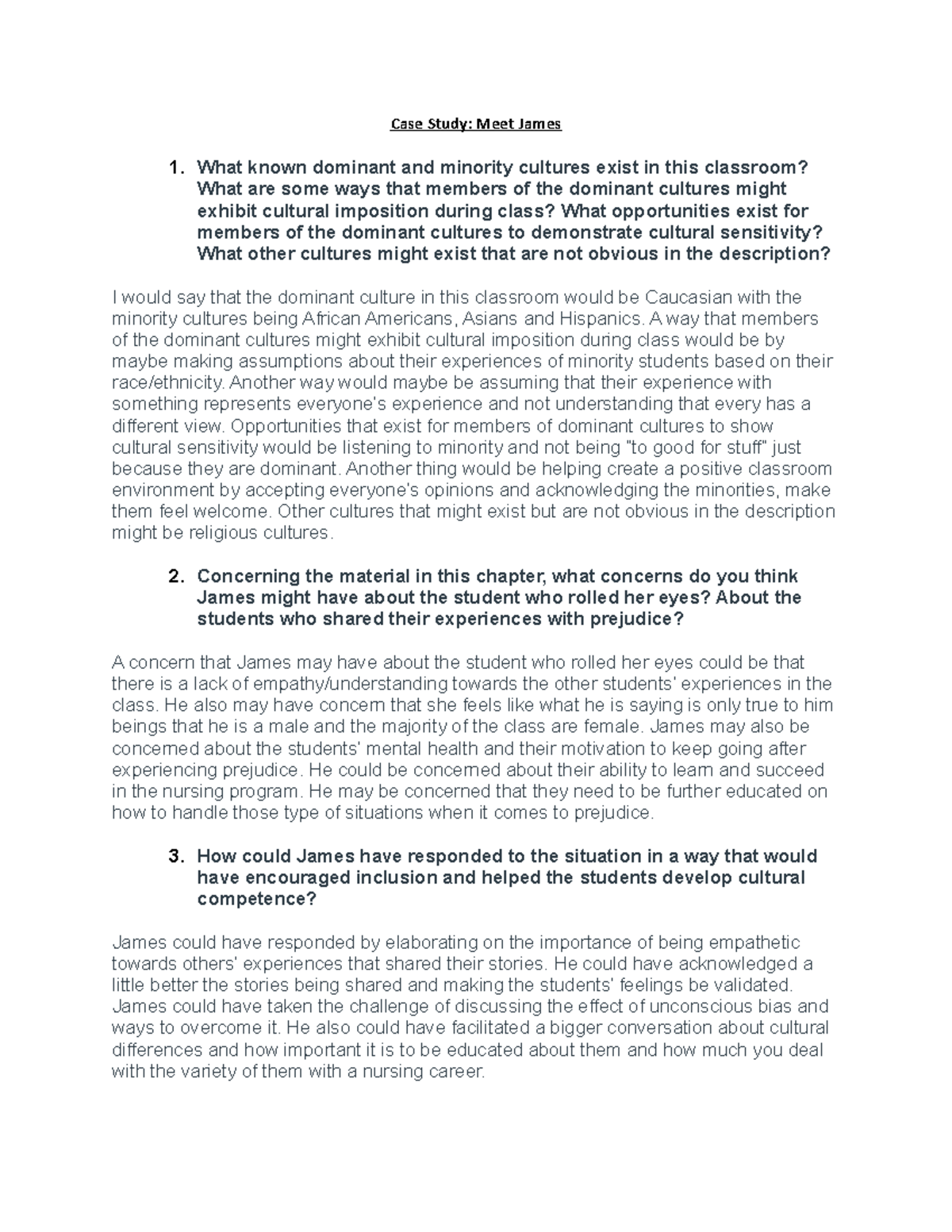 Case Study- meet james - notes - Case Study: Meet James What known ...