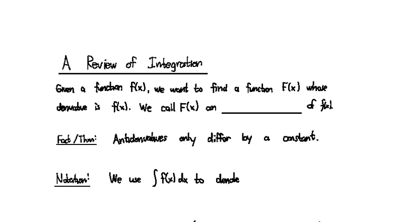 Integration Techniques Review: Concepts & Examples (MATH 101) - Studocu