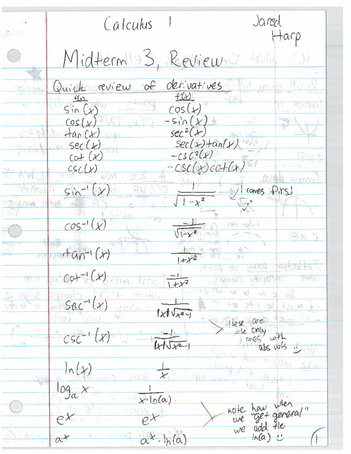 Calculus I (MATH 101) Midterm 3 Review Notes - Studocu
