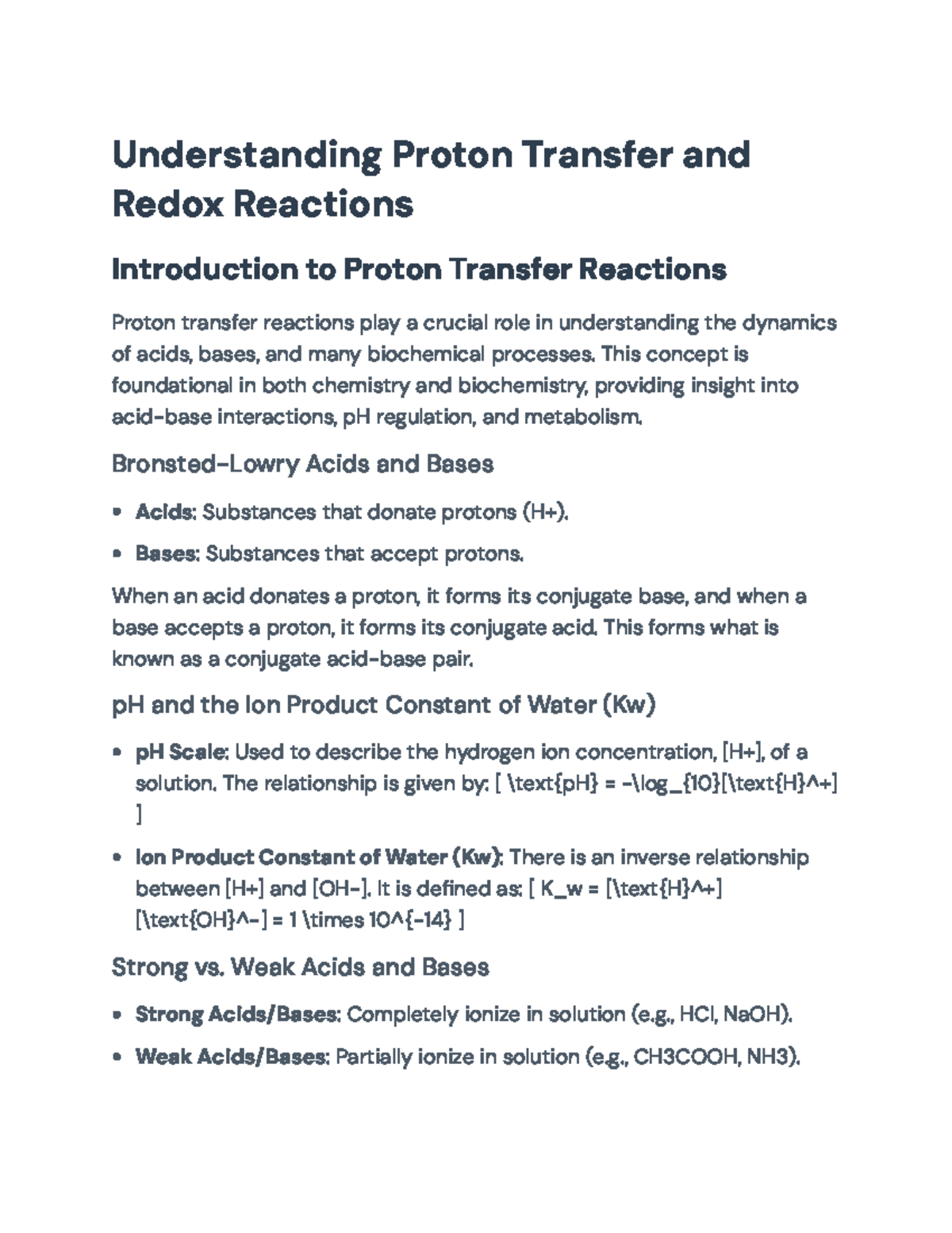 Understanding Proton Transfer and Redox Reactions (CHEM 101 ...