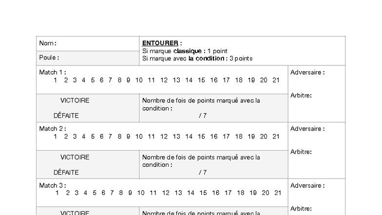 Fiche leçon 6 - Points de compétence et résultats des matchs - Studocu