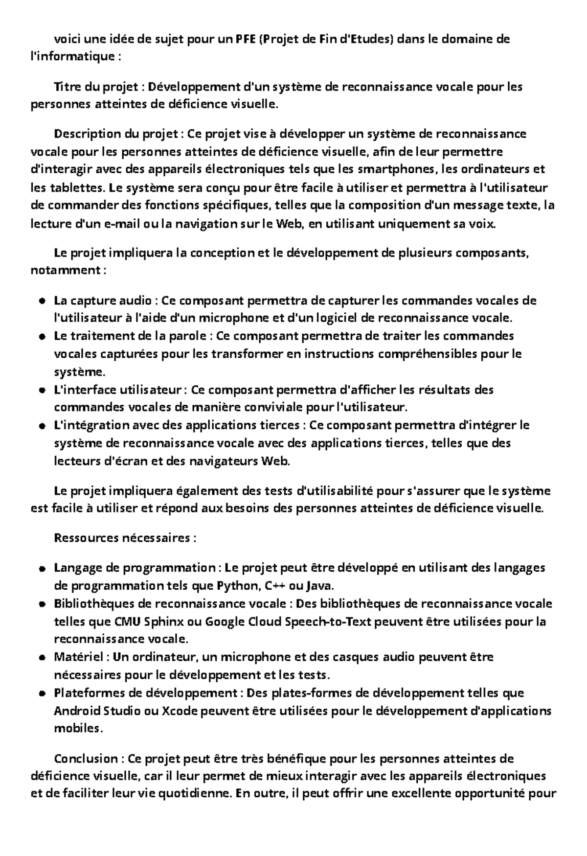 Sujets Innovants pour PFE en Informatique : Projets et Ressources - Studocu