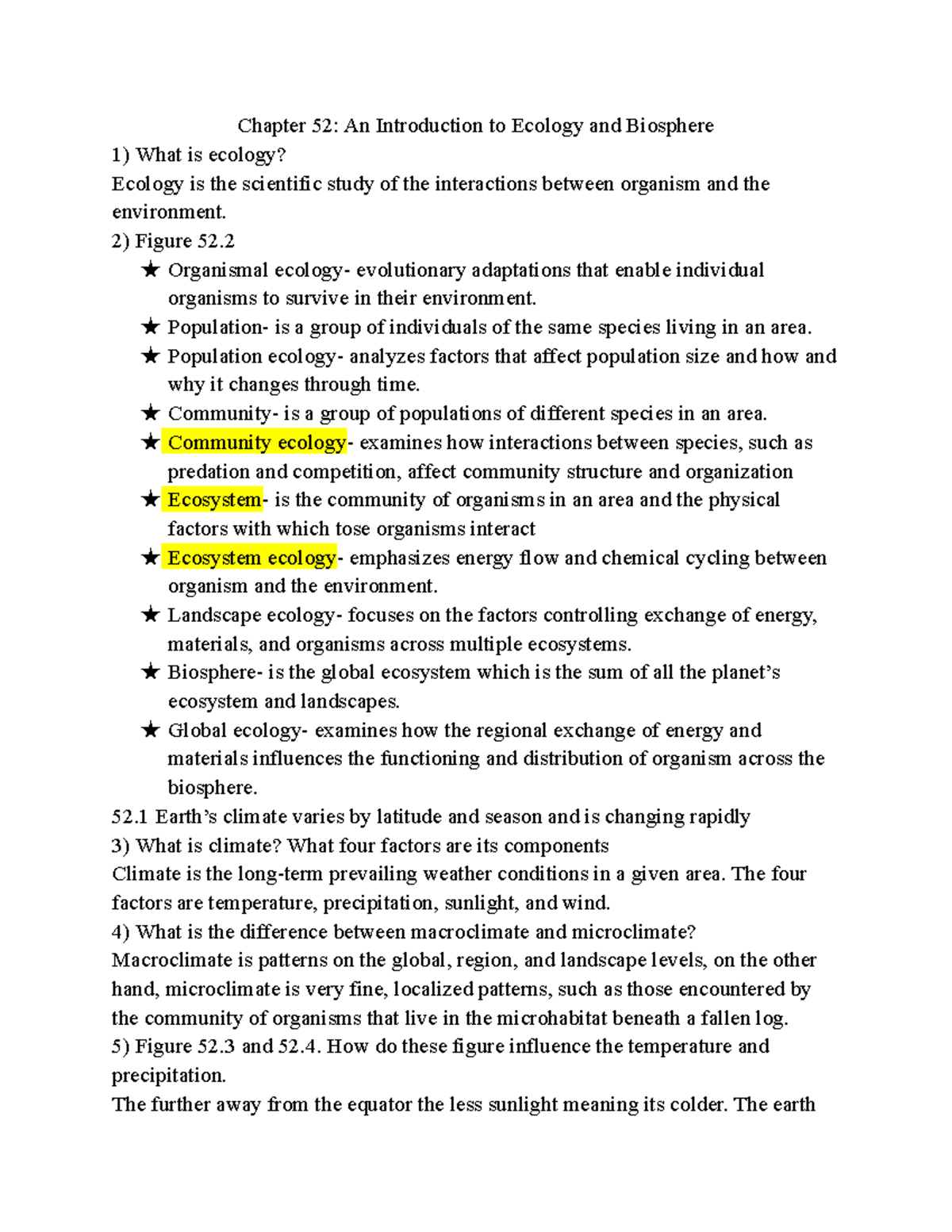 Chapter 52 An Introduction to Ecology and Biosphere - Chapter 52: An ...