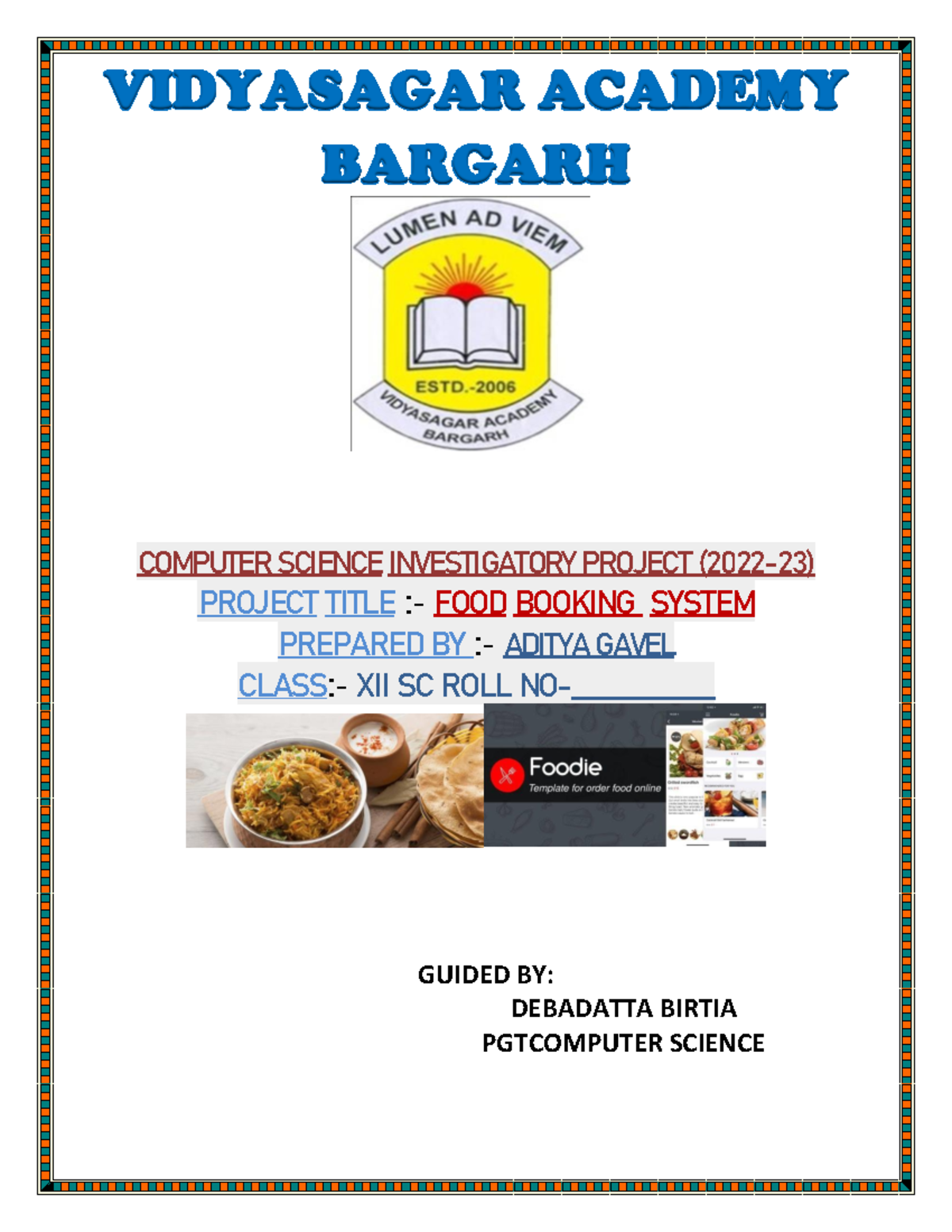 Aditya Gavel (food booking system) - ####### COMPUTER SCIENCE ...