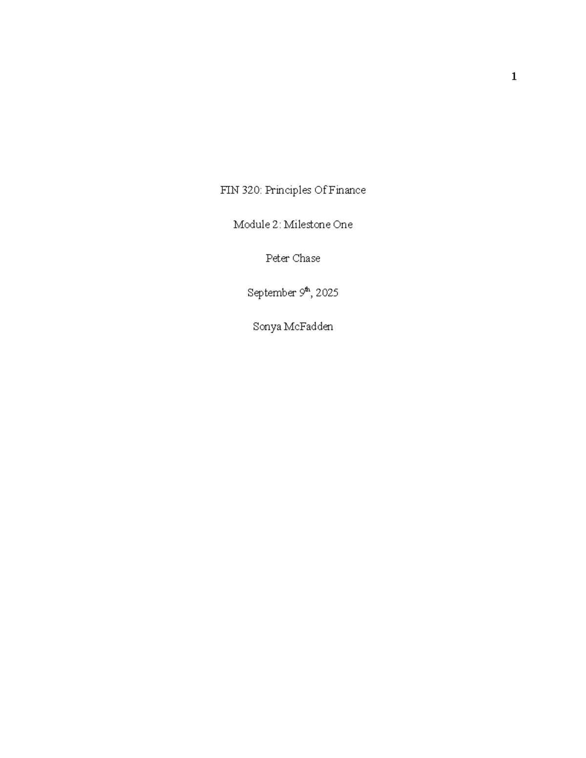 FIN 320: Principles of Finance Module 2 Milestone One Analysis - Studocu