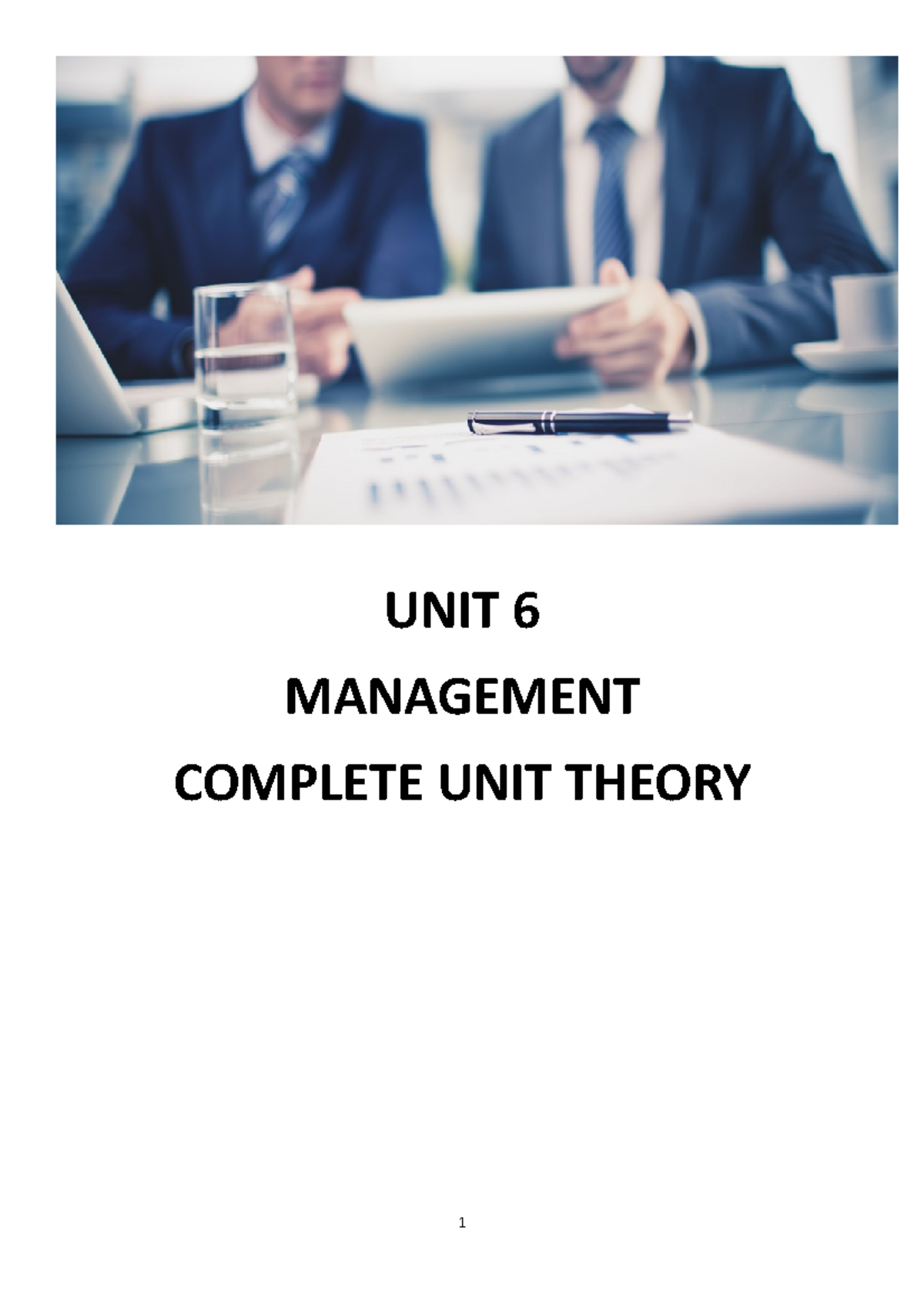 Unit 6: Comprehensive Management Theory Overview and Techniques - Studocu