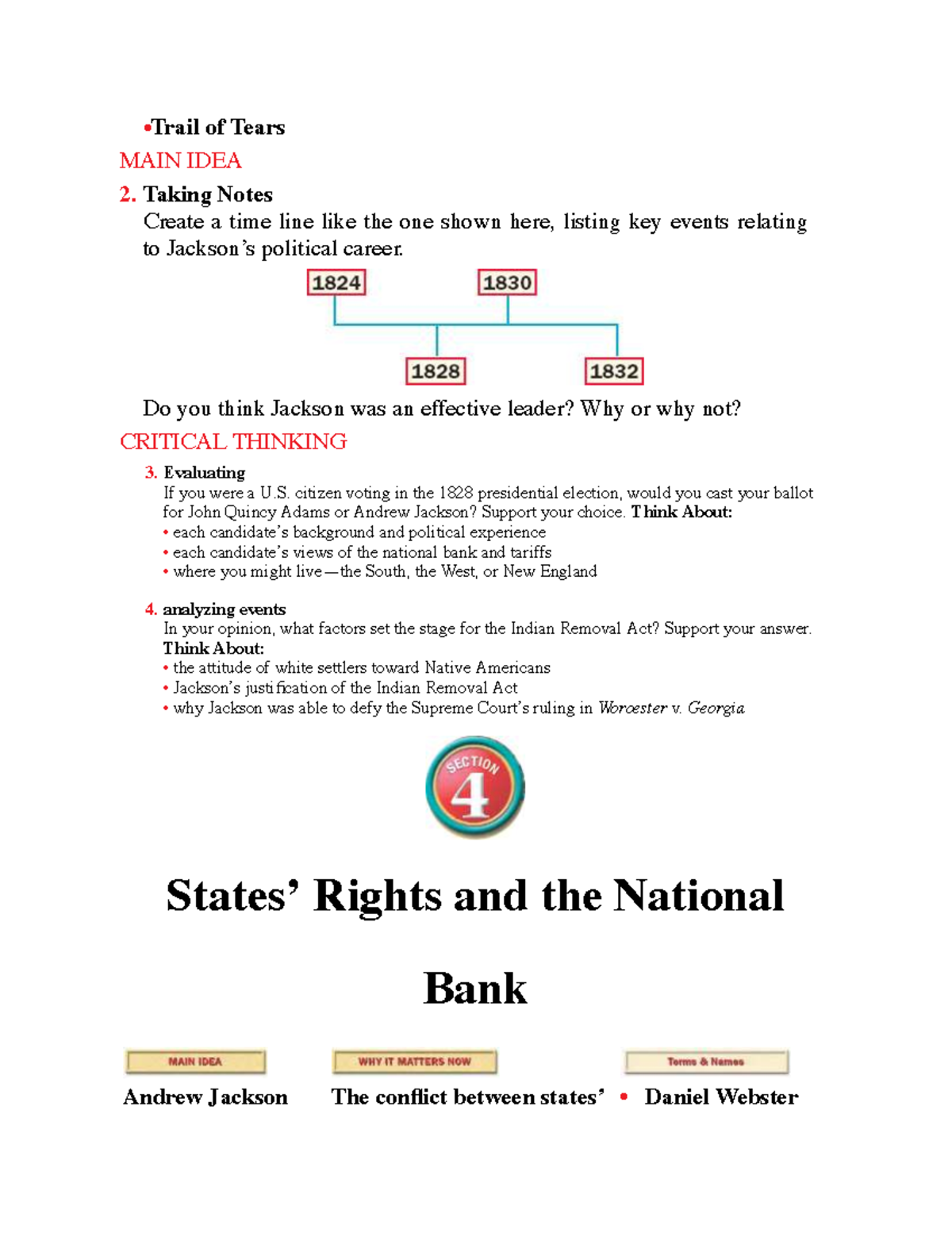 States' Rights and Federalism in the Era of Jackson: Key Events and ...