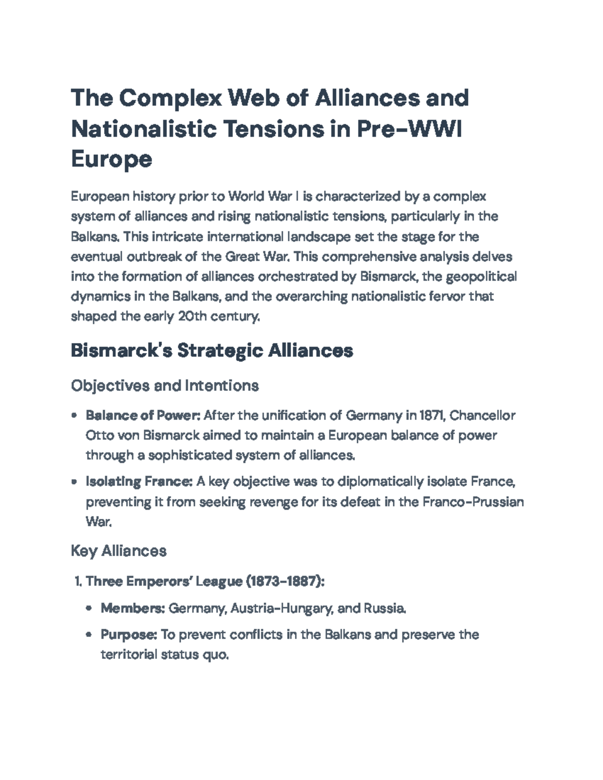 The Complex Alliances and Nationalism in Pre-WWI Europe Analysis - The ...
