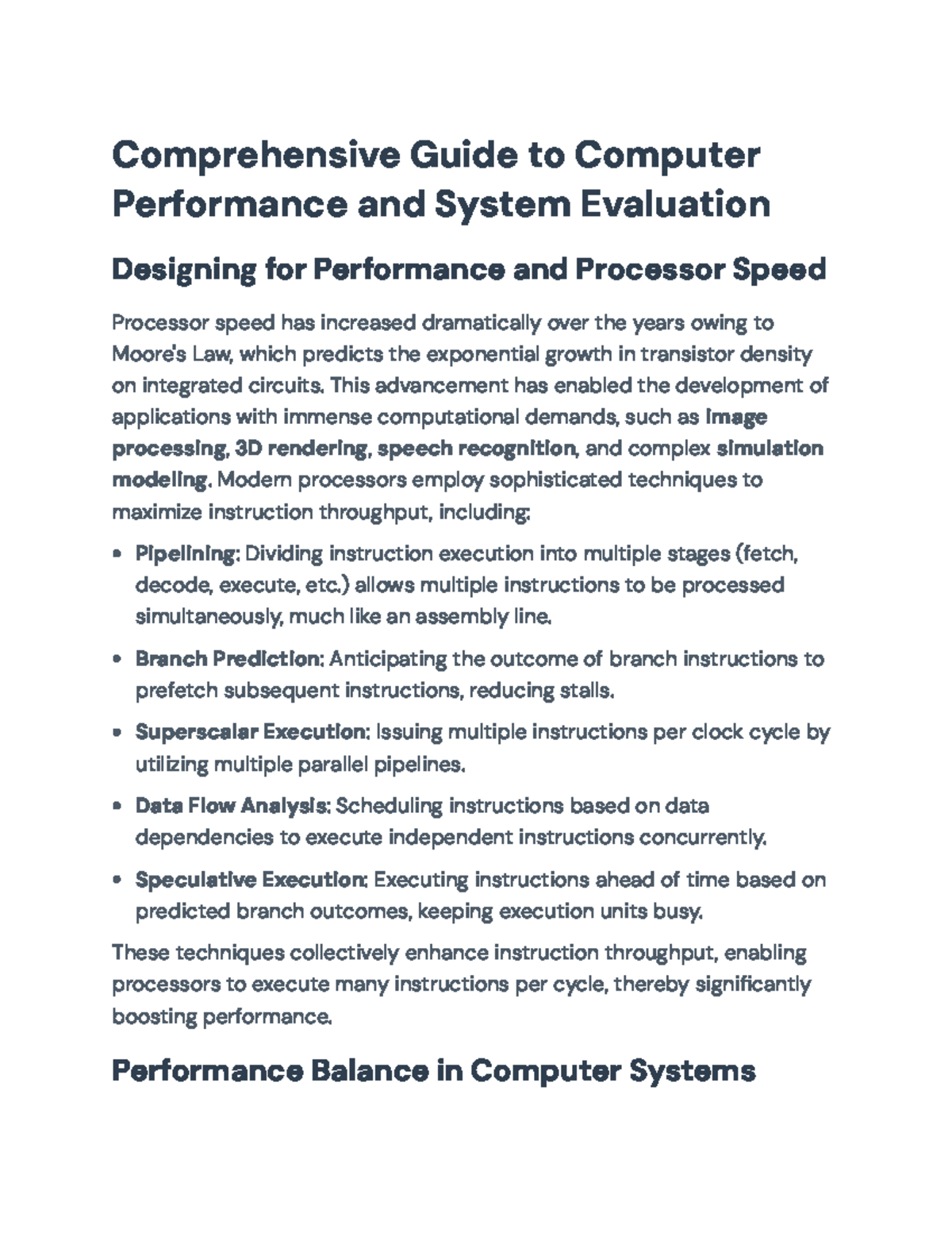 Comprehensive Guide to Computer Performance & Evaluation Methods (CS101) - Studocu