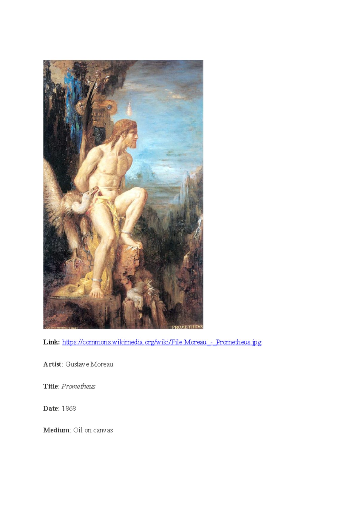 Art Discussion: Gustave Moreau's "Prometheus" Analysis (Week 3) - Studocu
