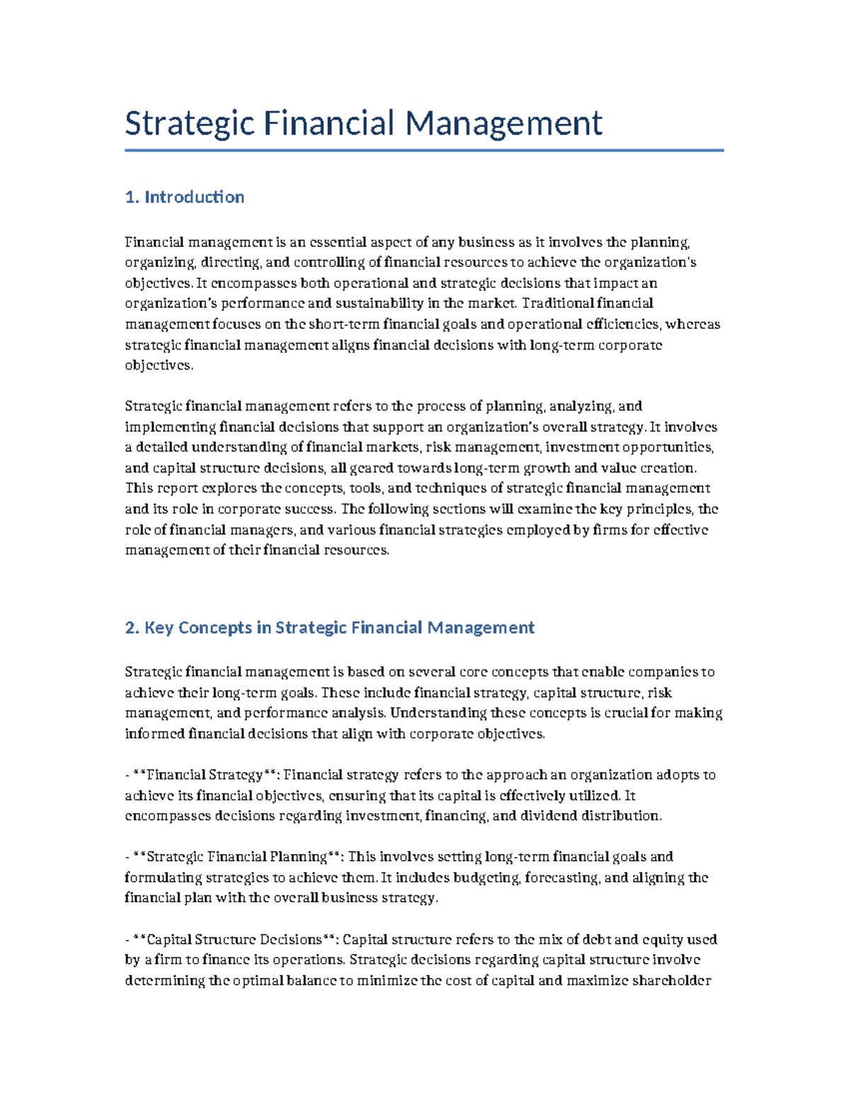 Strategic Financial Management: Key Concepts & Tools for Success - Studocu