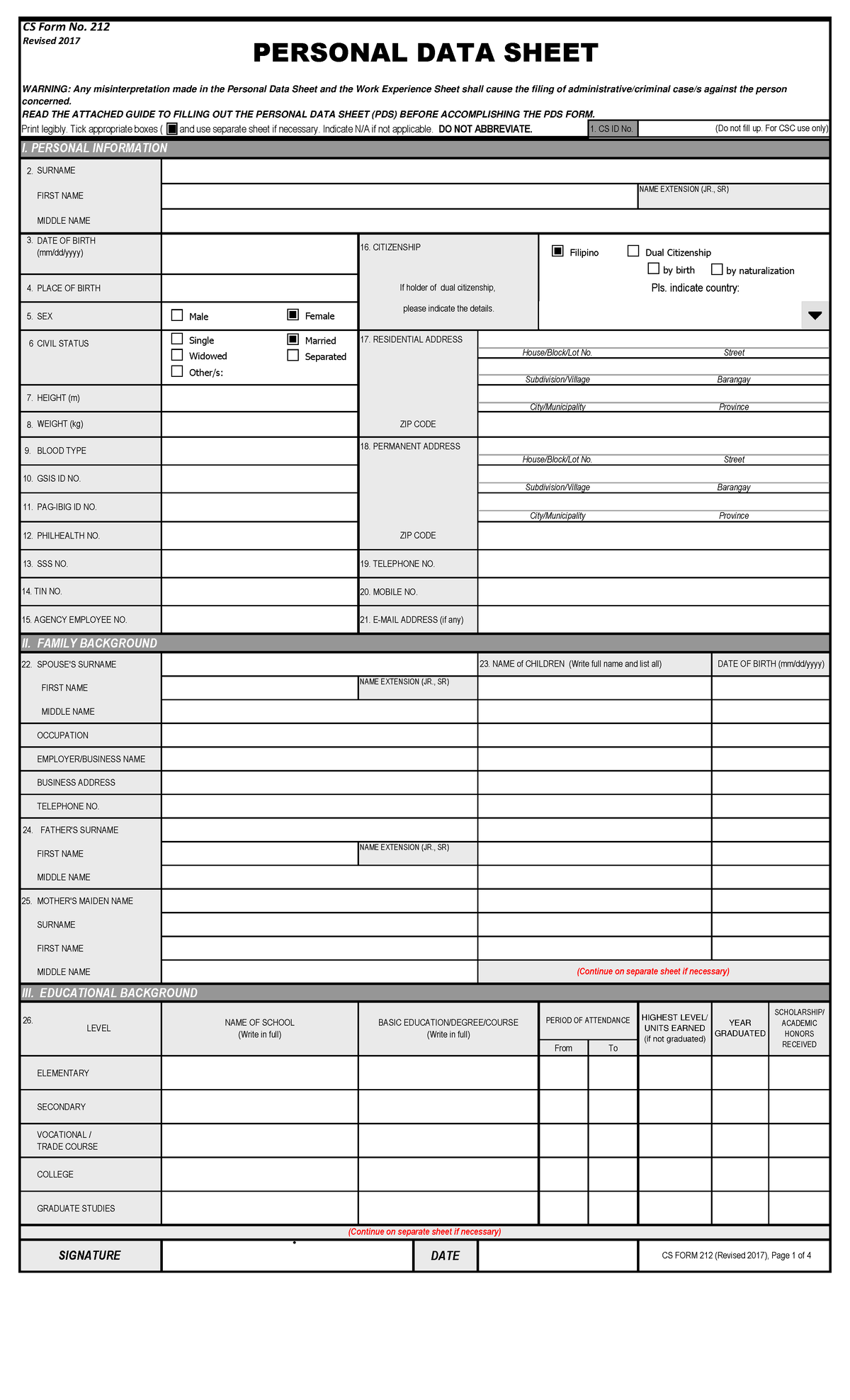 RITM CS Form No. 212 - Editable Personal Data Sheet (Revised 2017 ...
