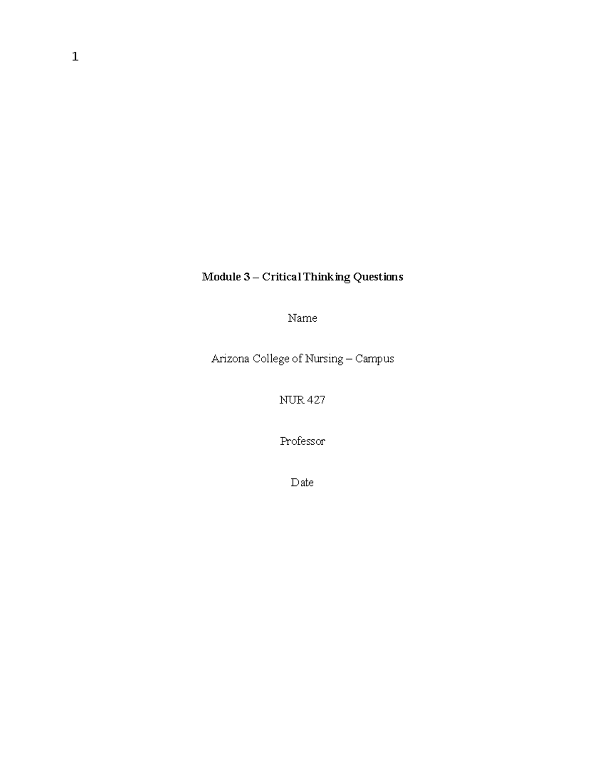 NUR 427 Module 3: Critical Thinking Questions on Evidence Uptake - Studocu