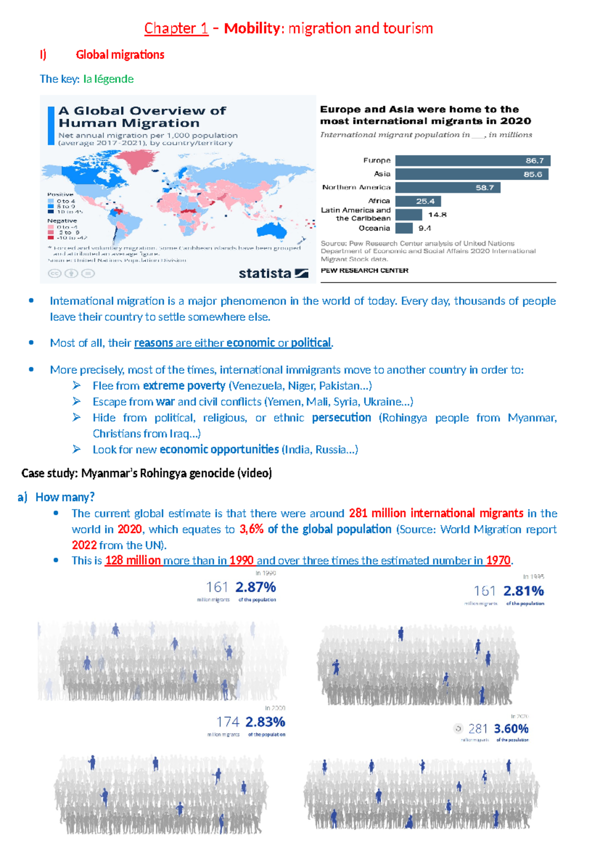 Cours - geo lesson on migration - Chapter 1 – Mobility: migration and ...