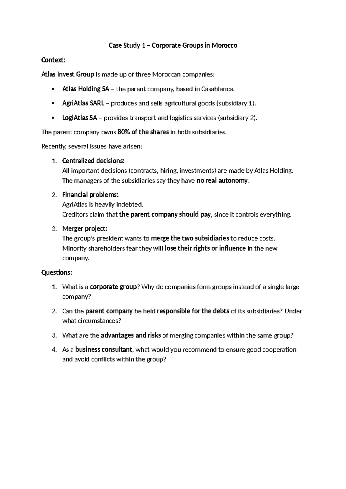 Case Study 1: Corporate Groups in Morocco - Atlas Invest Group Analysis ...
