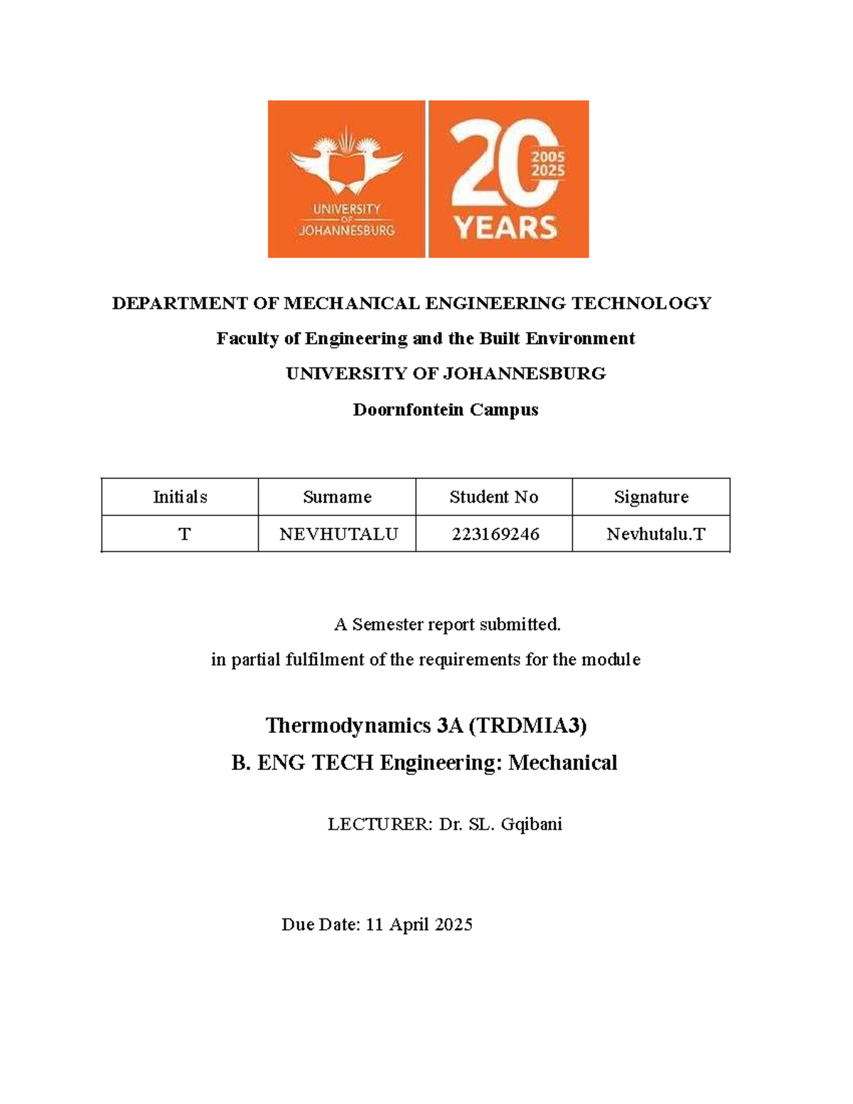 Thermodynamics 3A (TRDMIA3) Energy Assignment: Coal and Renewable ...