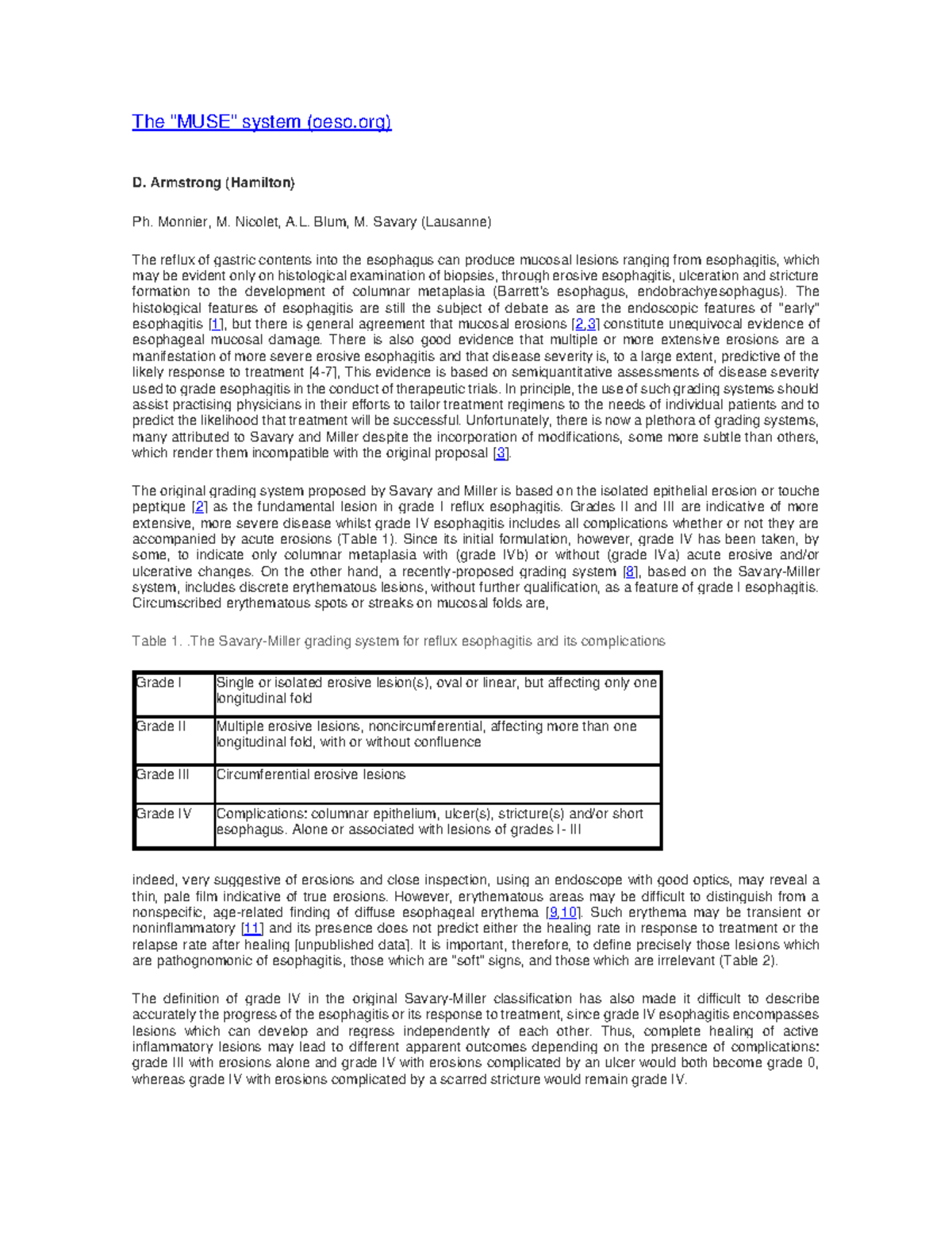 Savary-Miller Grading Classification of Reflux Esophagitis (Final Exam ...