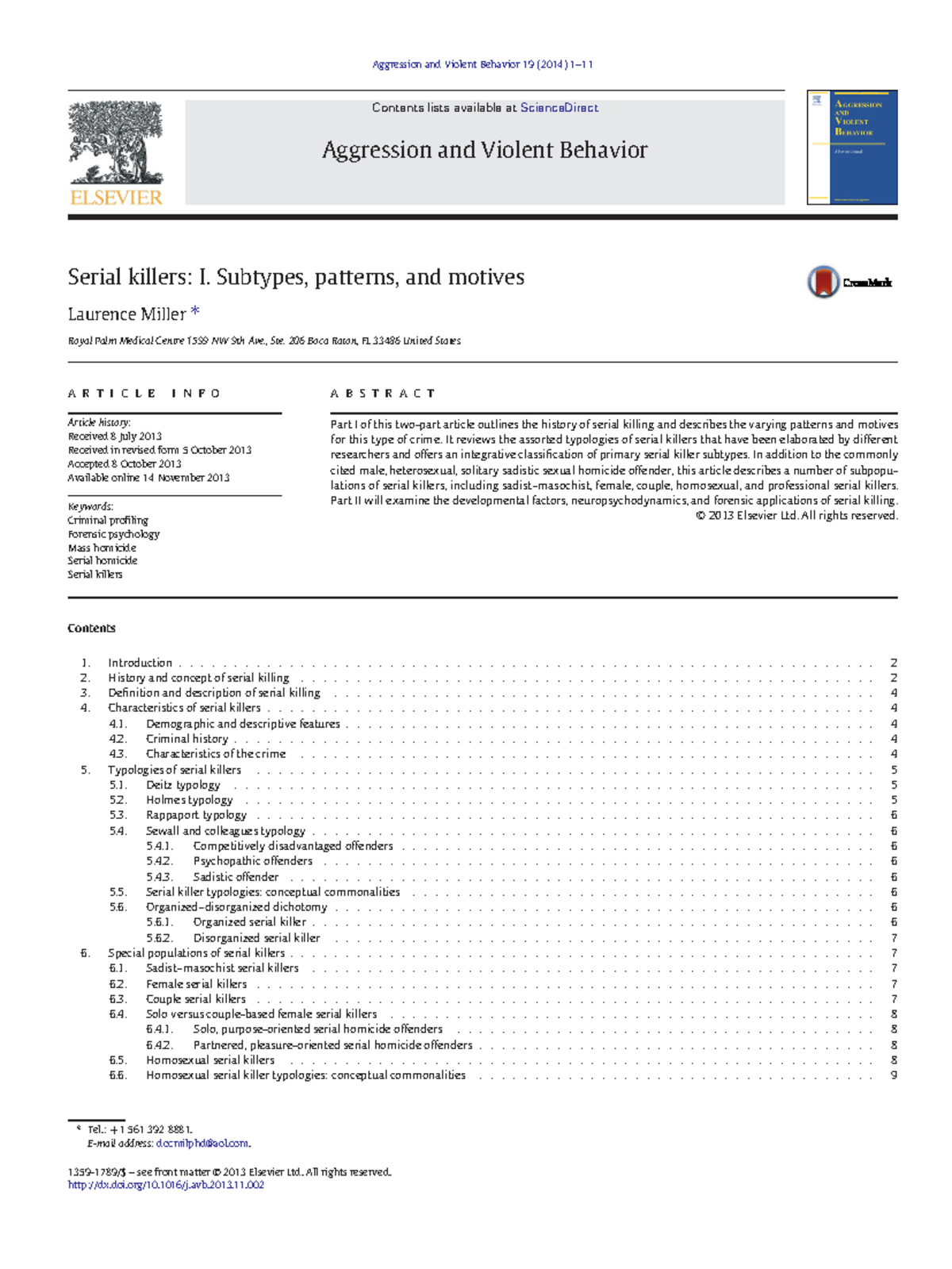 Serial Killers: I. Patterns, Subtypes, and Motives Explained - Studocu