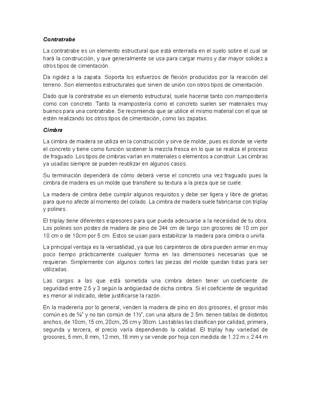 Contratrabe y Cimbra: Elementos Clave en Cimentación Estructural - Studocu