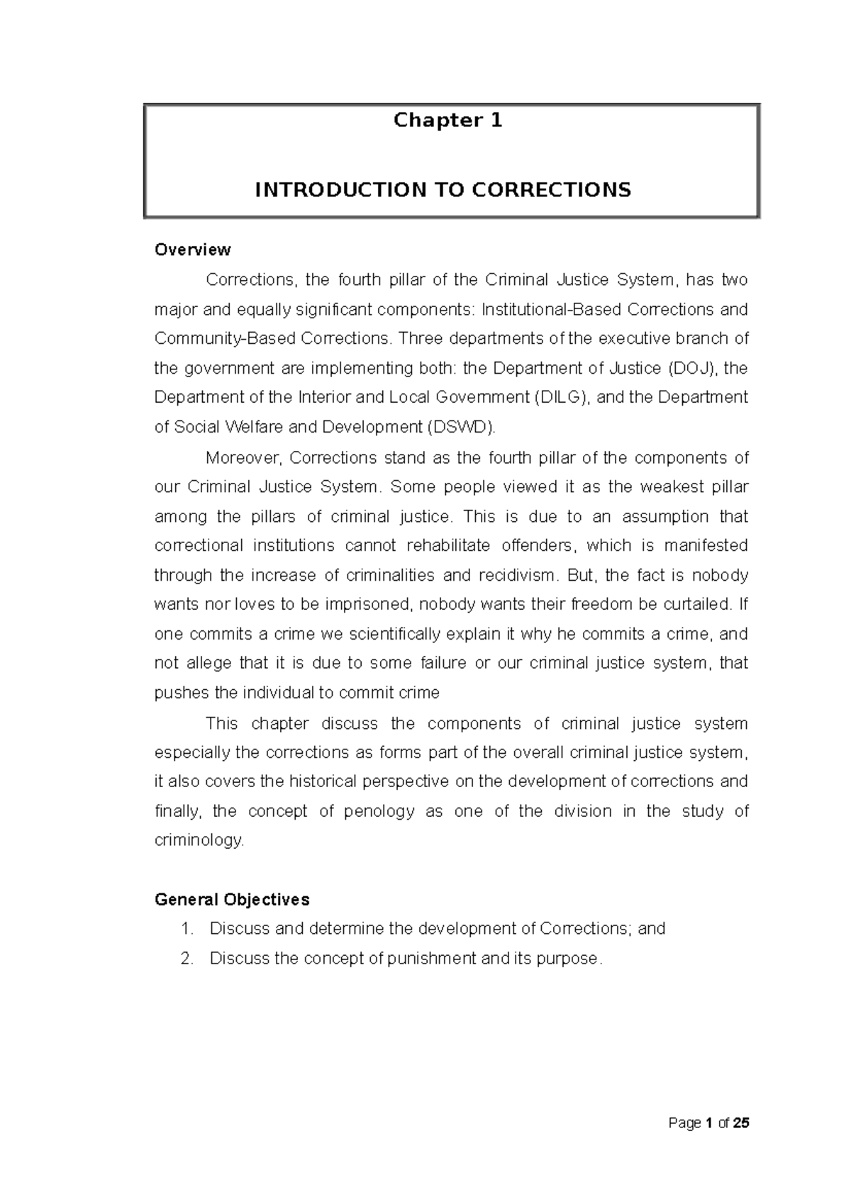 Chapter 1 Lesson 1: Overview of the Development of Corrections - Studocu